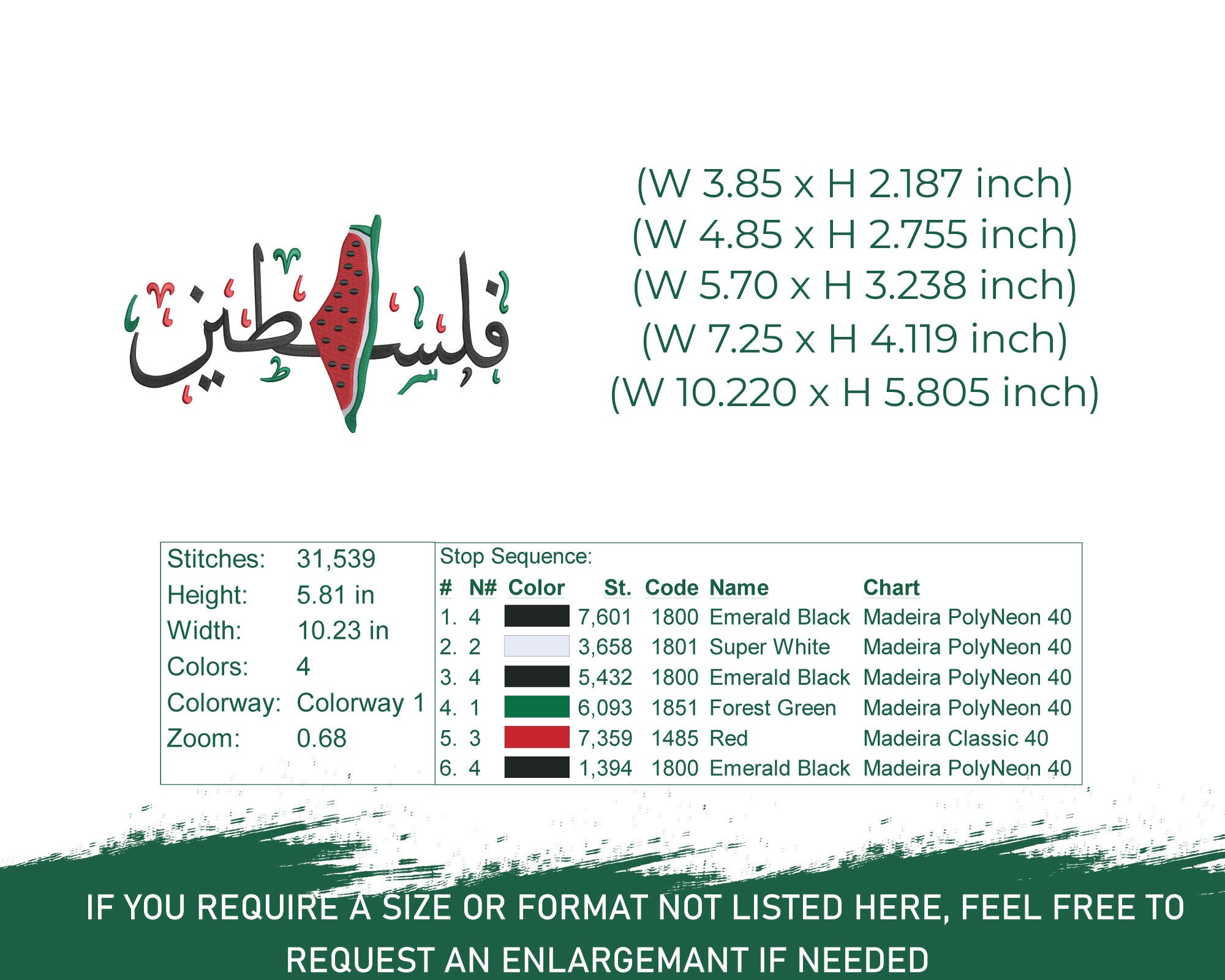 Palestine Map Machine Embroidery, Arabic Calligraphic Embroidery Design ...