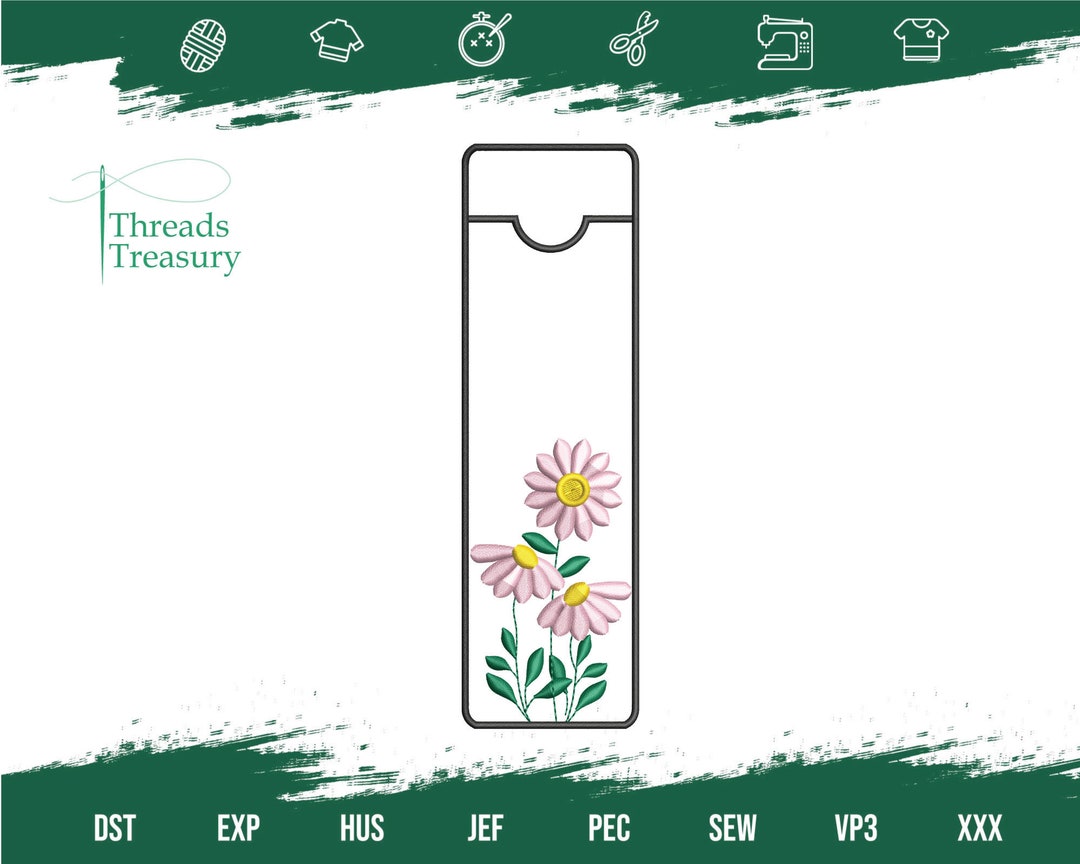 Daisy Flower Machine Embroidery, Pen Holder Embroidery Design, Sleeve ...