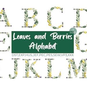 Alphabet Machine Embroidery, Small Letters Embroidery Designs, Leaves ...