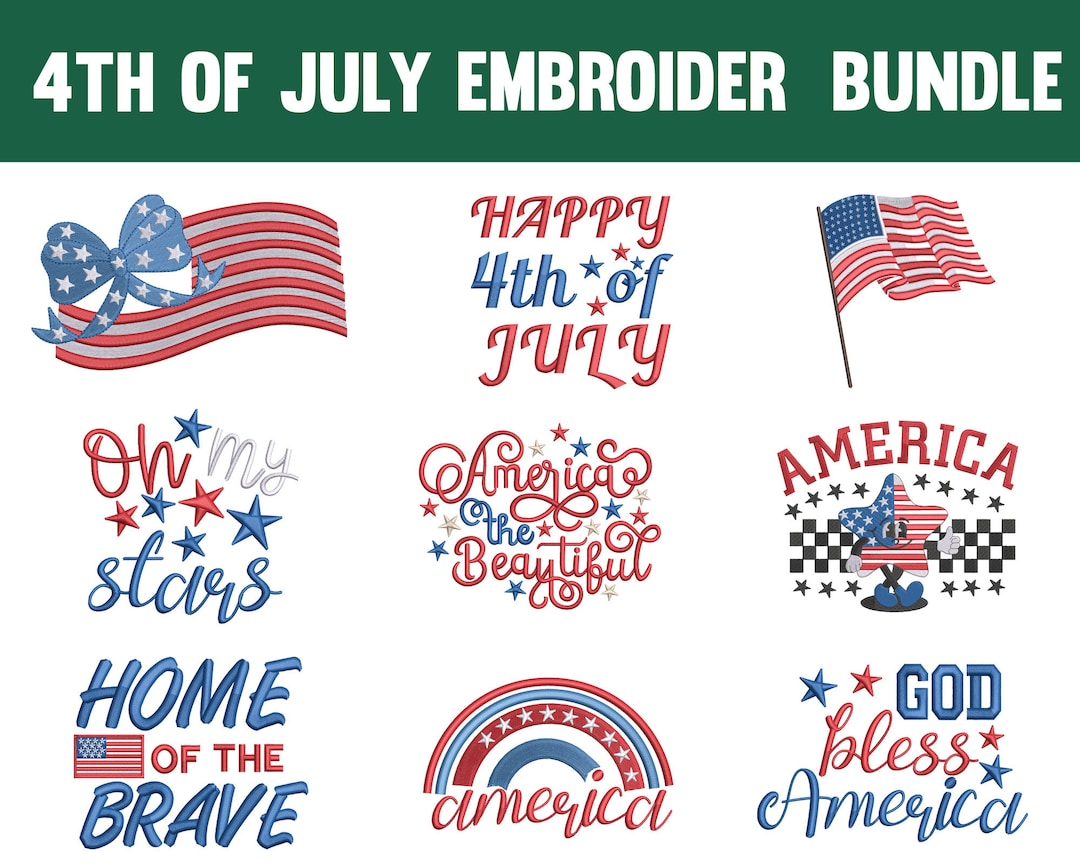 4th of July Embroidery Designs, American Machine Embroidery Pattern ...