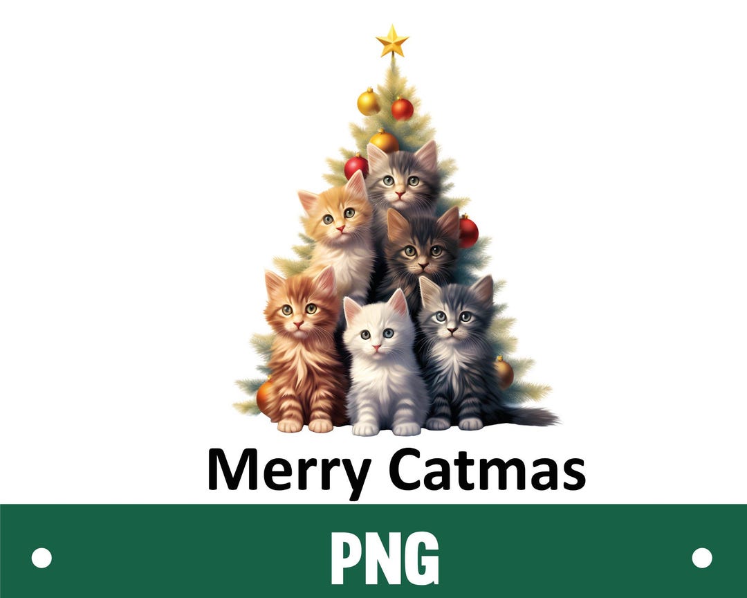 Cat Christmas Tree Png, Meowy Christmas PNG, Merry Christmas Cats Png ...