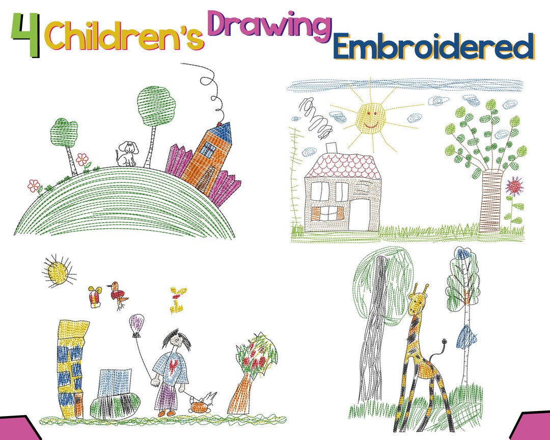 Machine Embroidery Children Drawing, Nursery Animals Embroidery Pattern ...