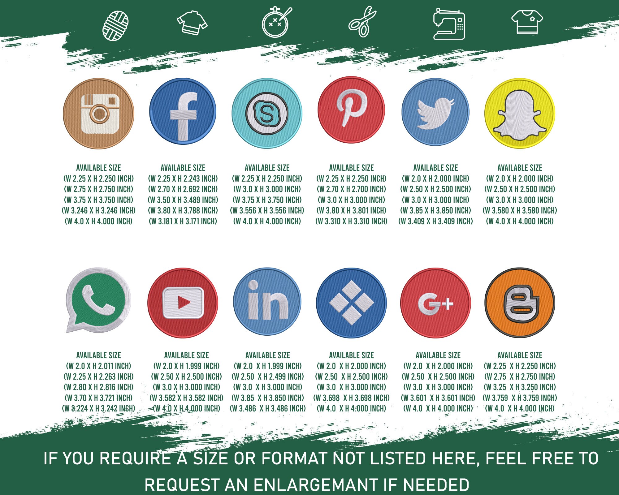 Social Media Icons Embroidery Bundle, Machine Embroidery Social Media ...