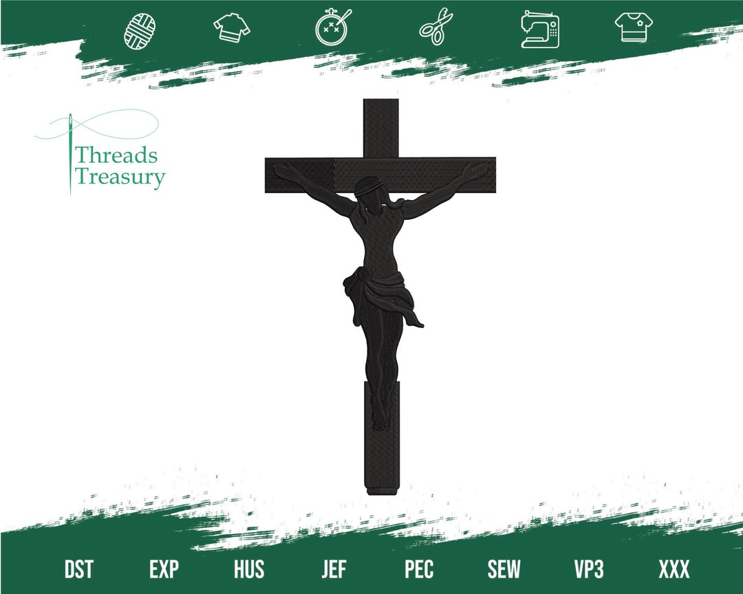 Embroidered Jesus Cross Design, Jesus on the Cross Machine Embroidery ...