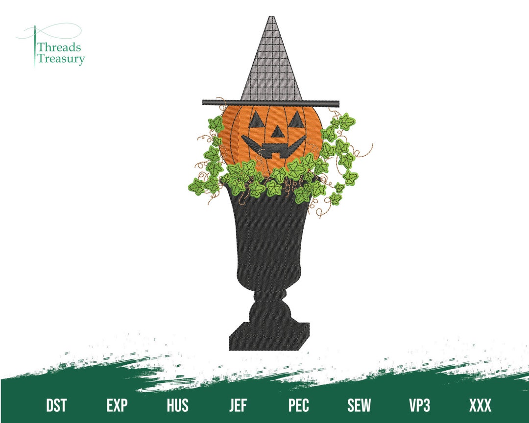 Fall Topiary Machine Embroidery, Pumpkin Topiary Embroidery Design ...