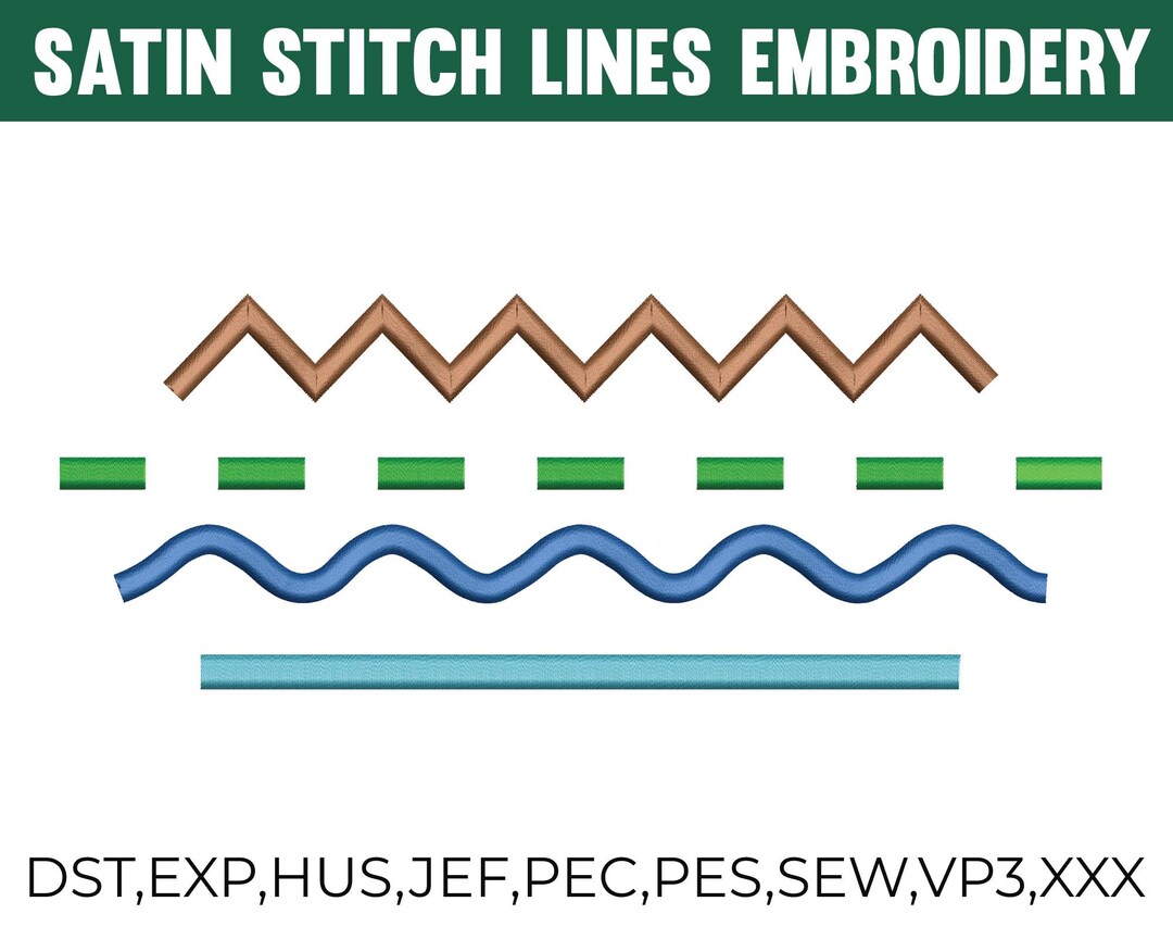 Satin Stitch Lines Embroidery, Simple Line Embroidery Designs, Wavy ...