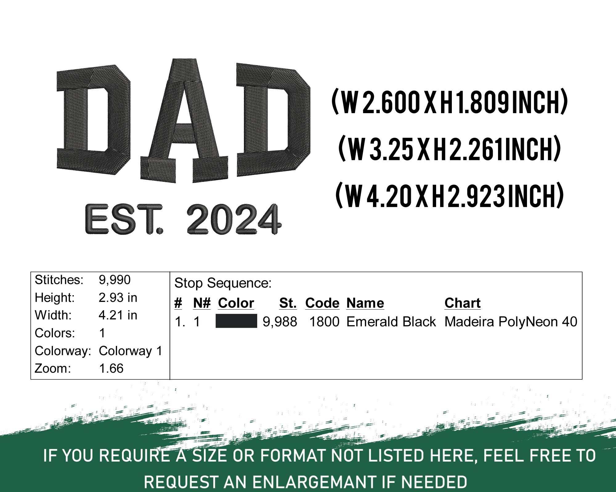 DAD Machine Embroidery Design, Dad Est 2024 Embroidery, Letters ...