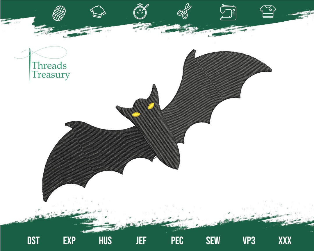 Creepy Bat Embroidery Design, Vampire Bat Machine Embroidery, Mini ...