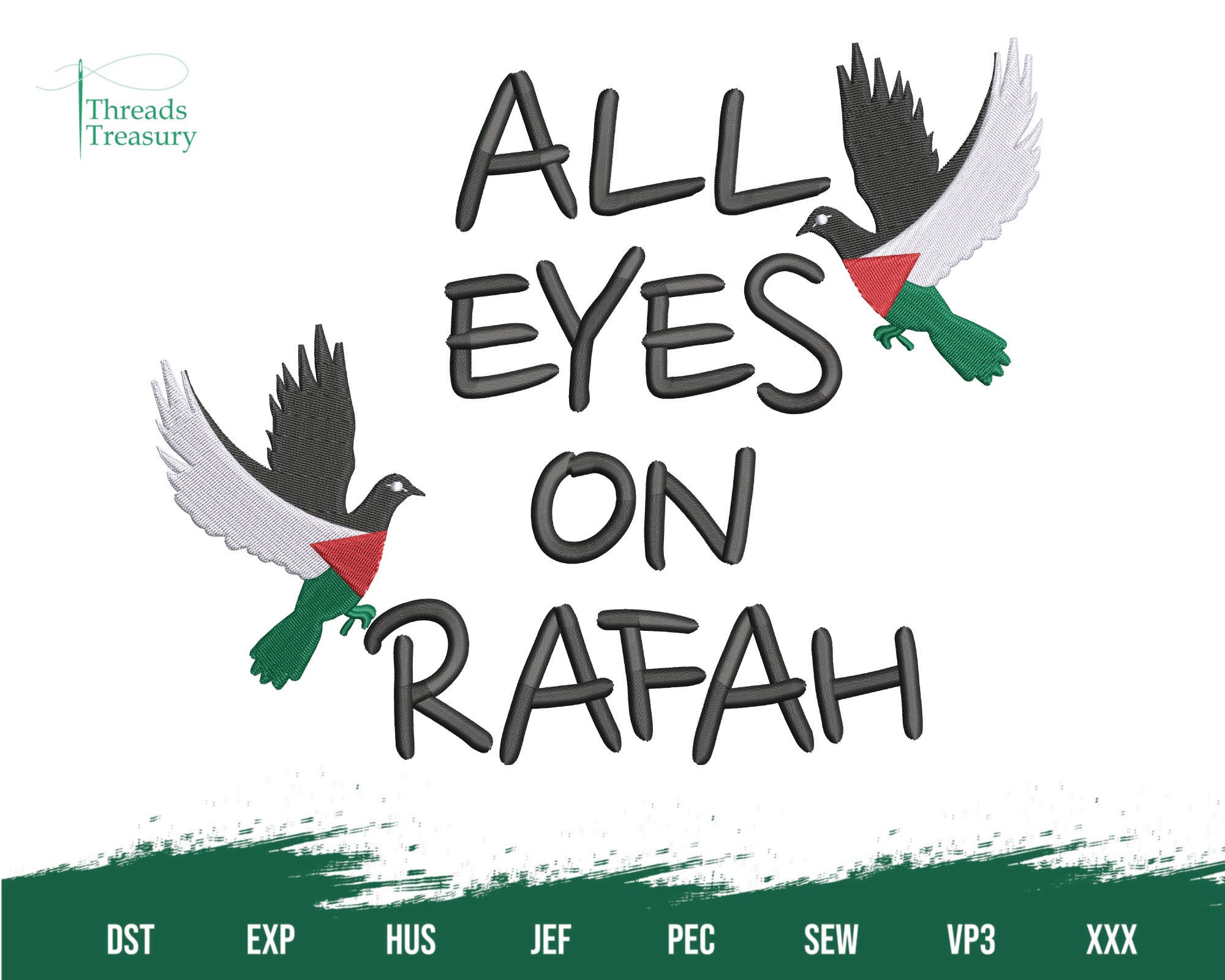 All Eyes on Rafah Design, Palestine Flag Dove Machine Embroidery ...