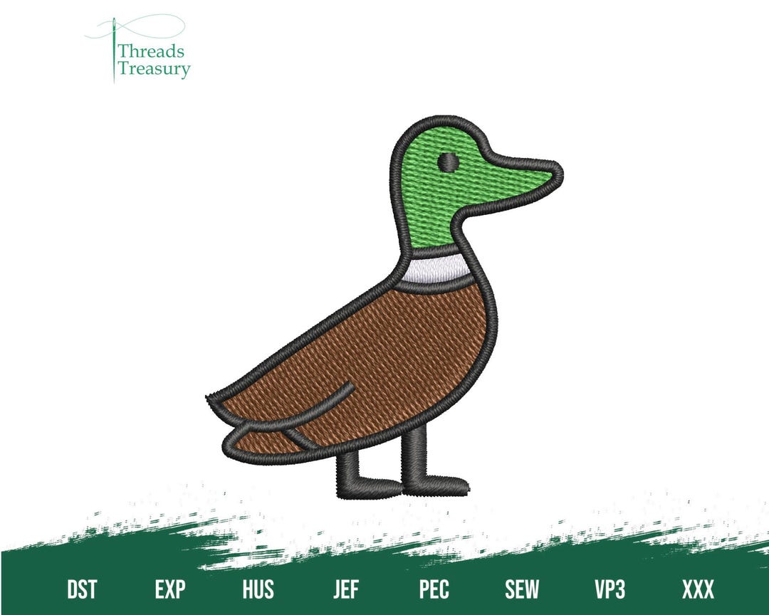 Embroidered Mallard Duck Design, Cute Duck Machine Embroidery, Mini ...