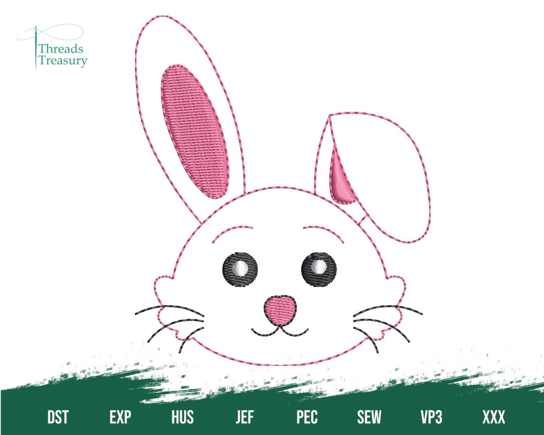 Cute Rabbit Face Embroidery Design, Happy Easter Bunny Design, Baby ...