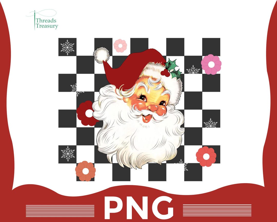 Retro Christmas Png, Retro Santa Png, Checkered Santa Claus Png, Merry Christmas Png, Christmas ...