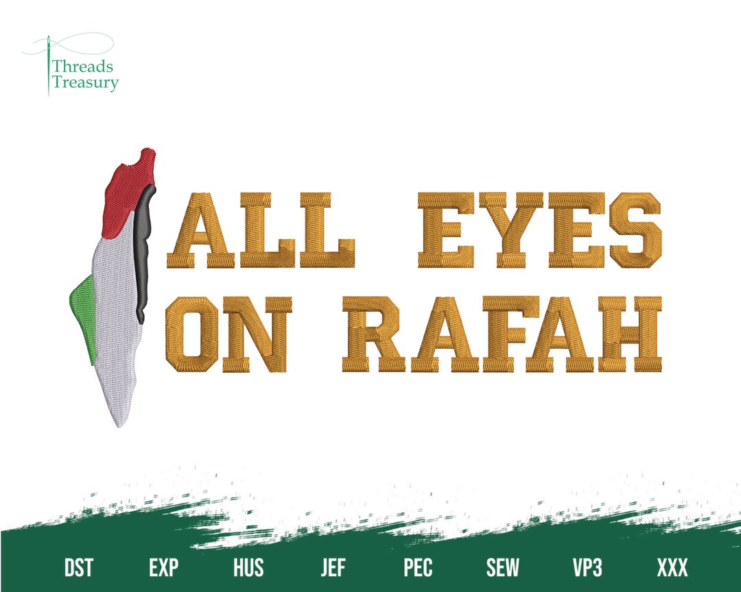 Embroidered All Eyes on Rafah Design, Palestine Flag Map Embroidery ...