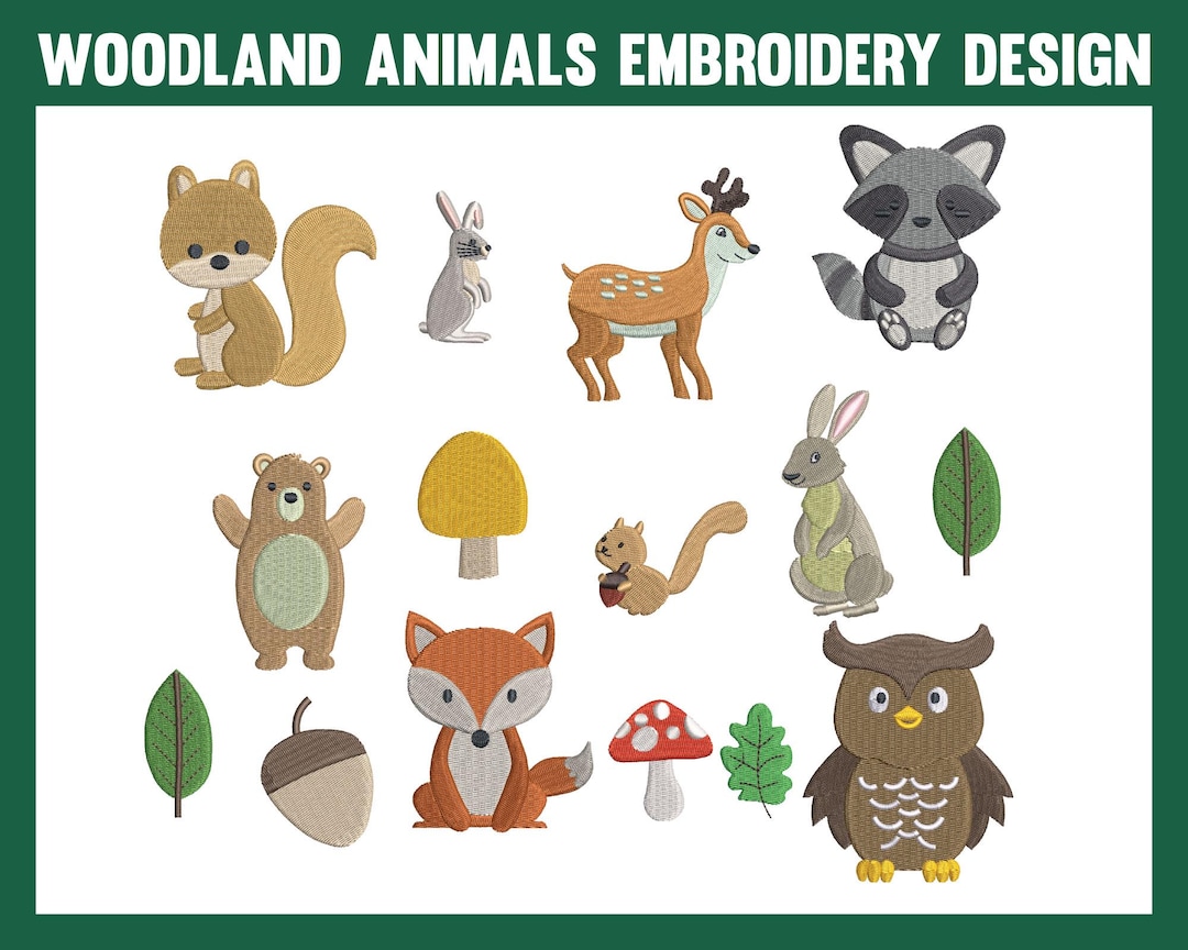 Woodland Animals Embroidery Designs, Cute Animals Machine Embroidery ...
