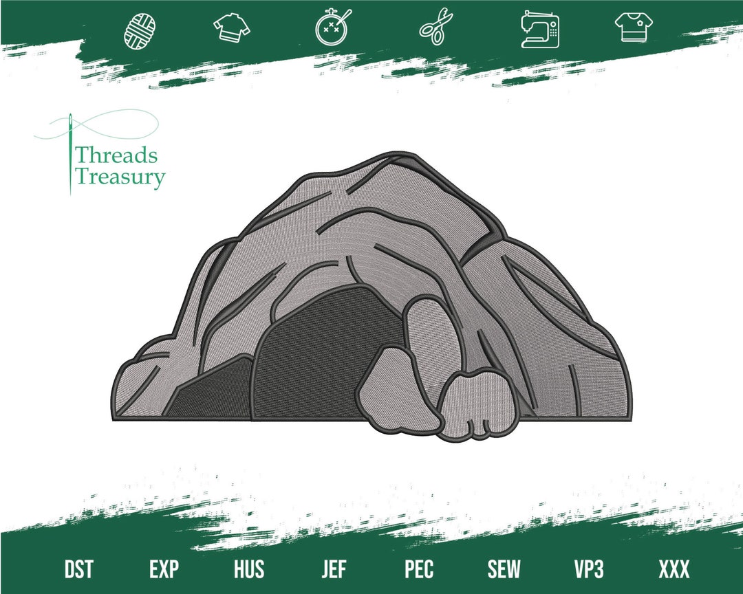 Caves Machine Embroidery Design, Mountain Caves Embroidery Design, 5 ...