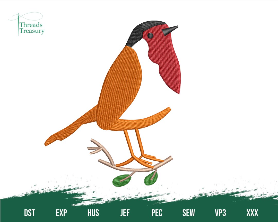 Cute Robin Machine Embroidery, Robin With Branches Embroidery Designs ...