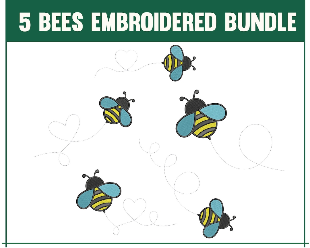 Cute Bee Machine Embroidery, Bees Bundle Embroidery Design, Honey Bee ...