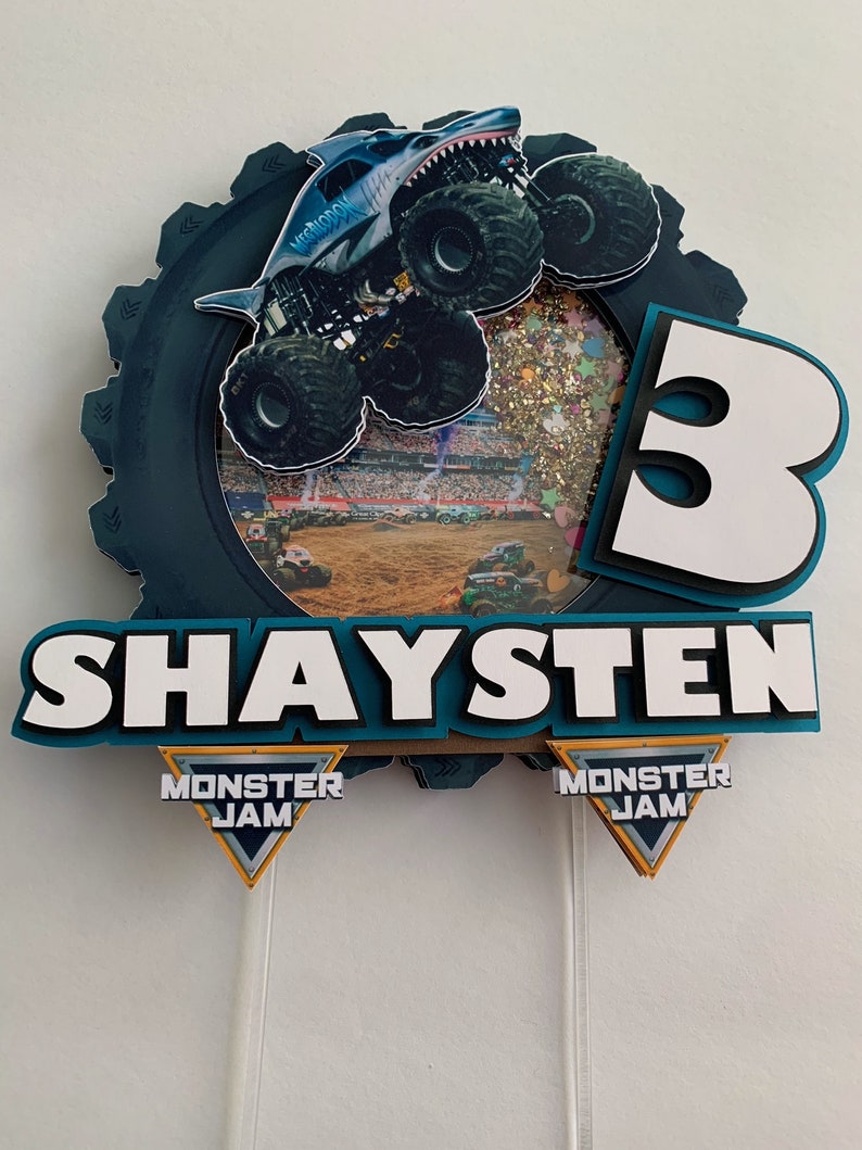 Monster Jam Cake Topper Shaker, Megalodon Monster Truck Cake Topper ...