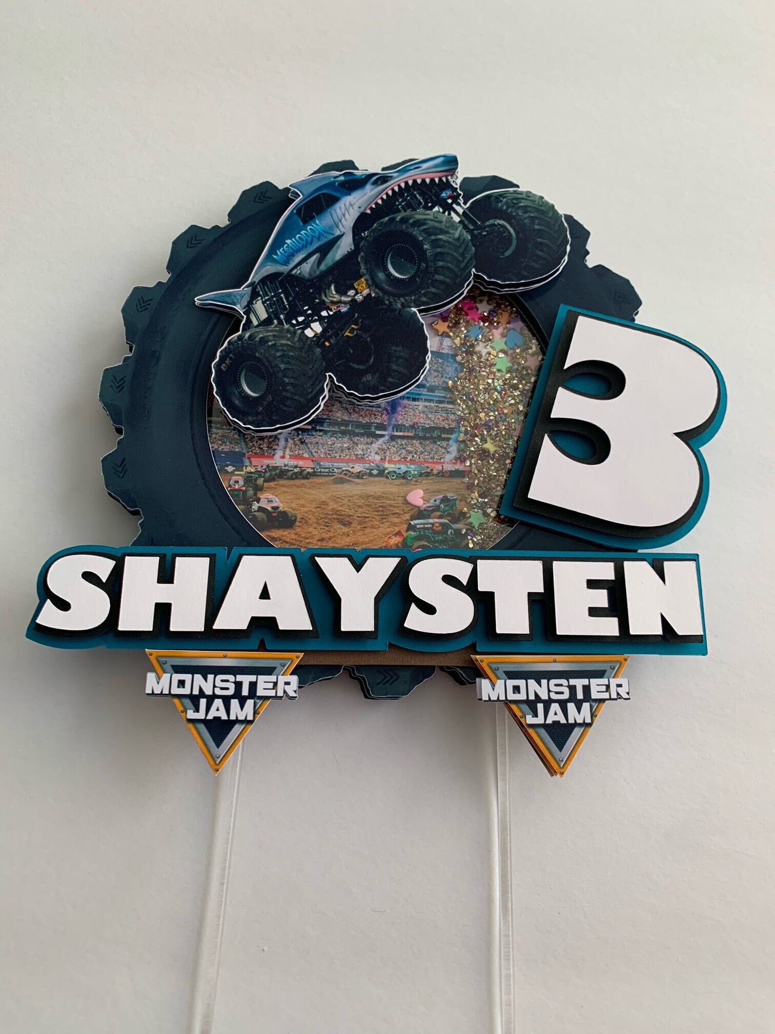Monster Jam Cake Topper Shaker, Megalodon Monster Truck Cake Topper ...