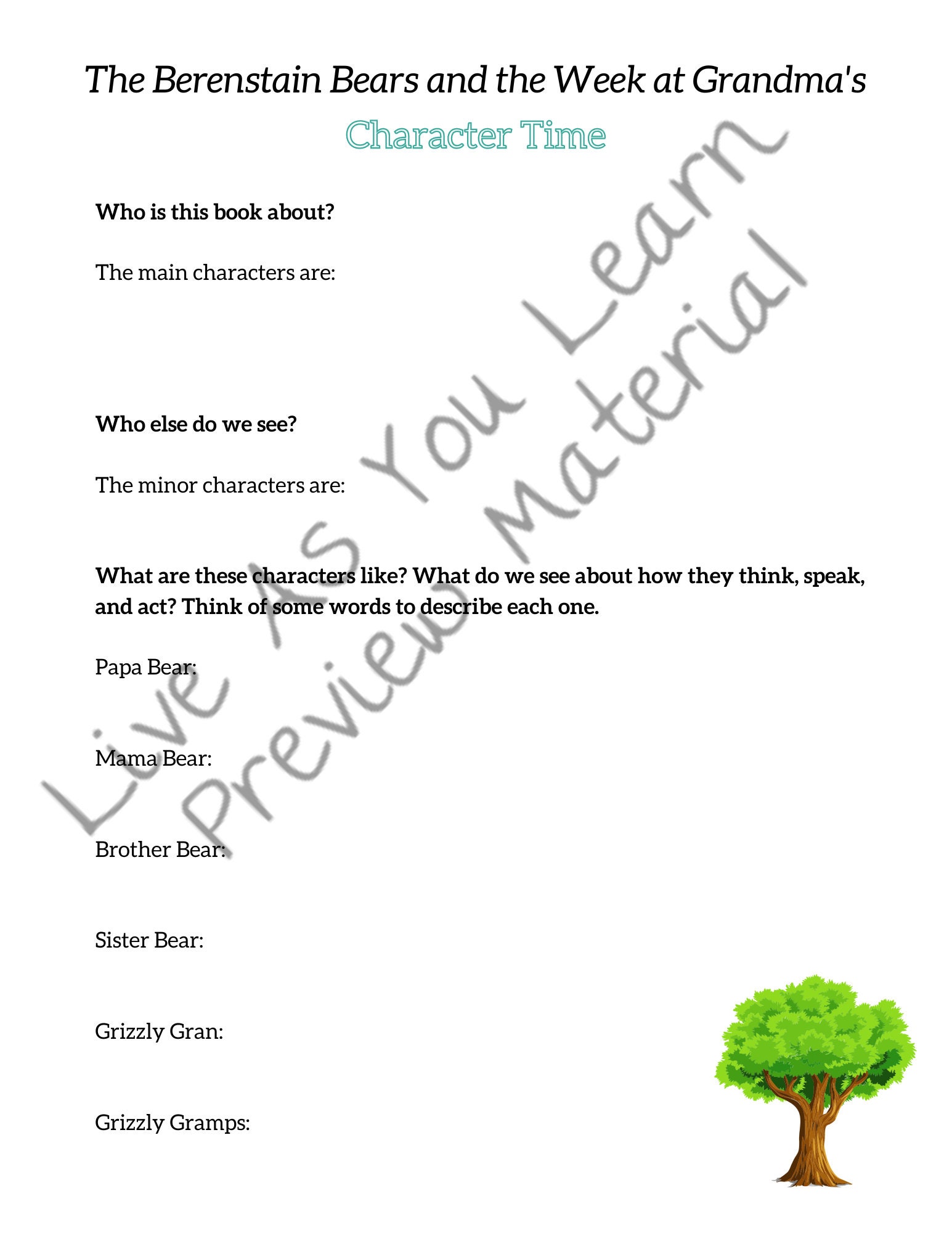 Berenstain Bears and the Week at Grandma's Picture Book Literature ...