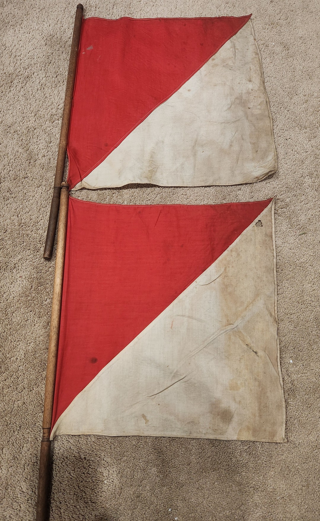 Vintage Signal Flags Boy Scouts WWII Era Pair of Red White Semaphore - Etsy