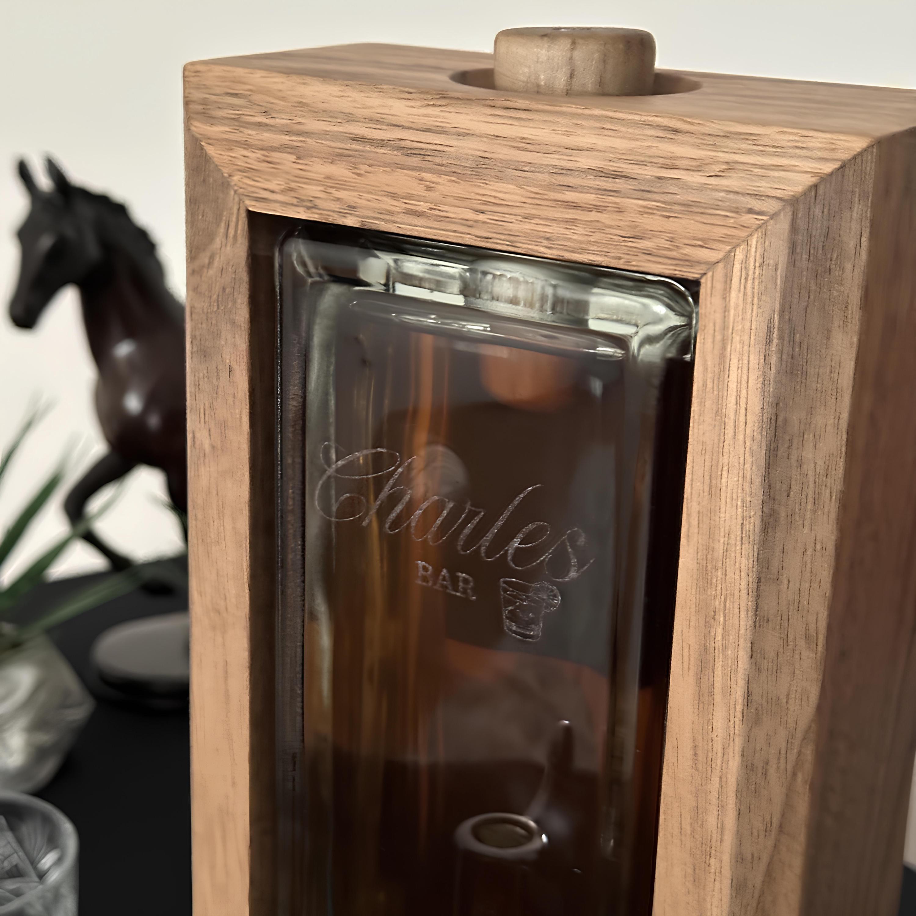 Personalized Alcohol Dispenser - Engraved Whiskey Decanter - Wooden ...