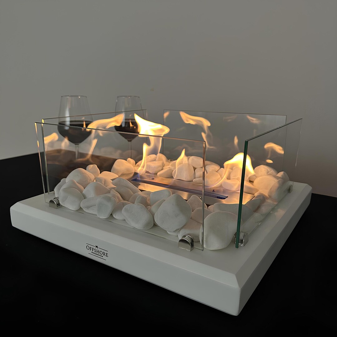 Customized White Wooden Fireplace Square Indoor Firepit Smokeless ...