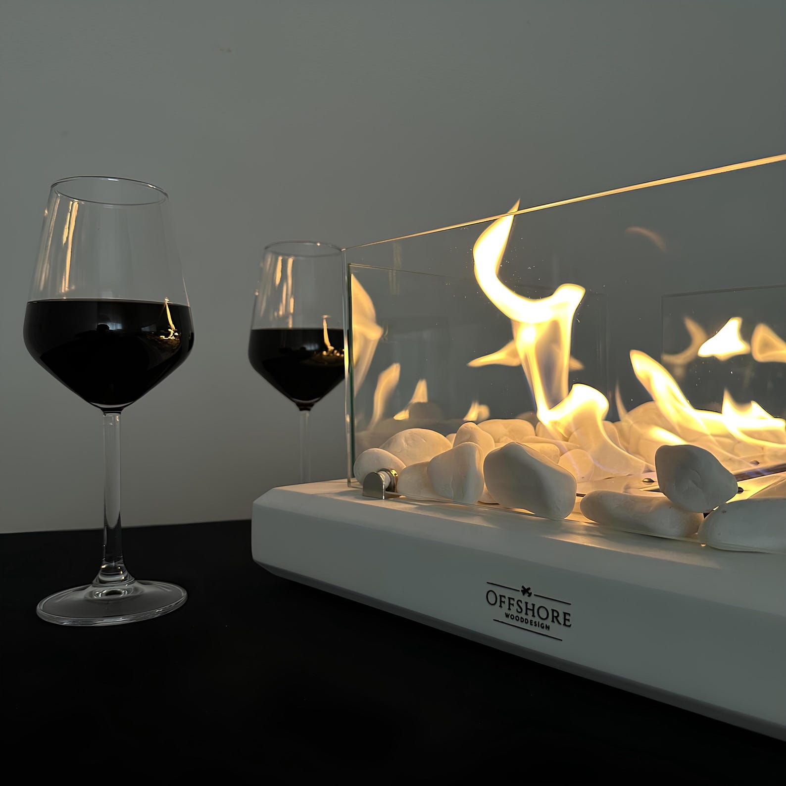 Customized White Wooden Fireplace - Square Indoor Firepit - Smokeless ...
