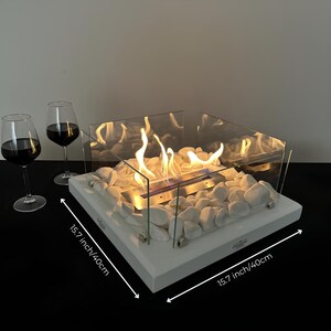 Customized White Wooden Fireplace - Square Indoor Firepit - Smokeless ...