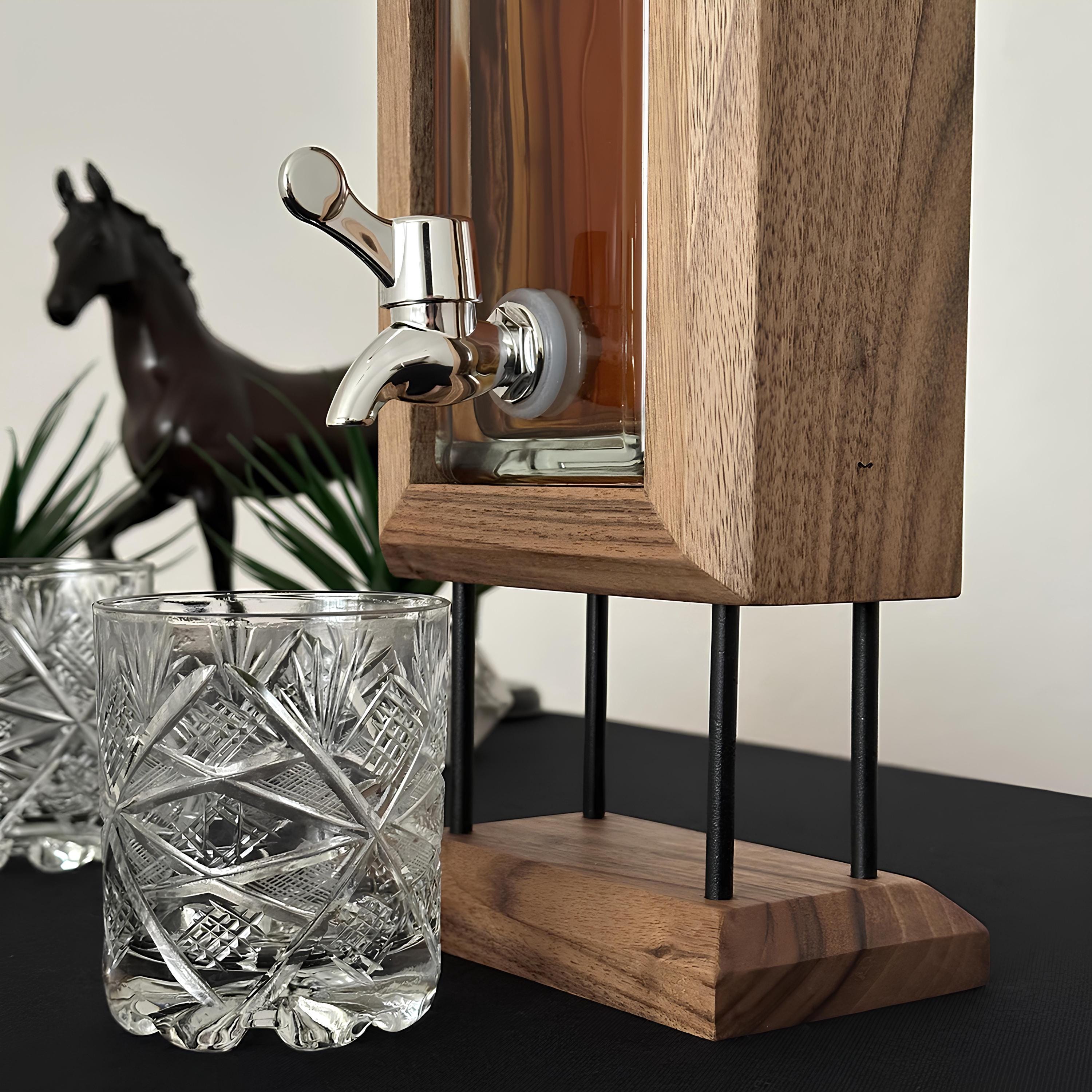 Personalized Alcohol Dispenser - Engraved Whiskey Decanter - Wooden ...