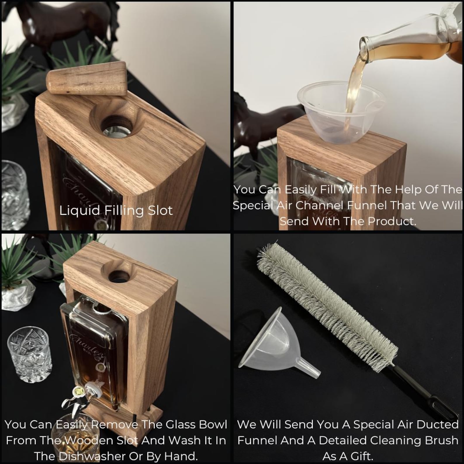 Personalized Alcohol Dispenser - Engraved Whiskey Decanter - Wooden ...