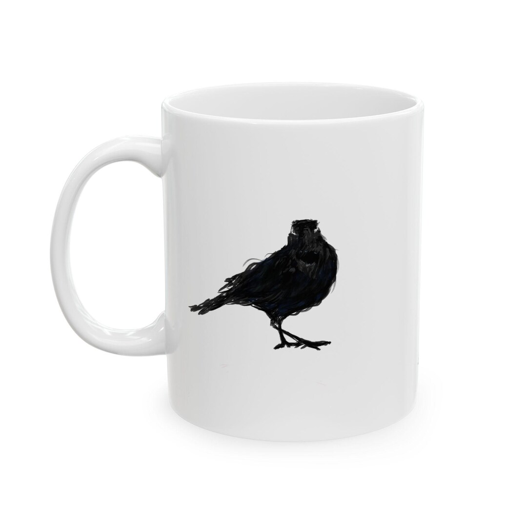 Black Crow Coffee Mug: Gothic Raven Art, Witchy Gift - Etsy