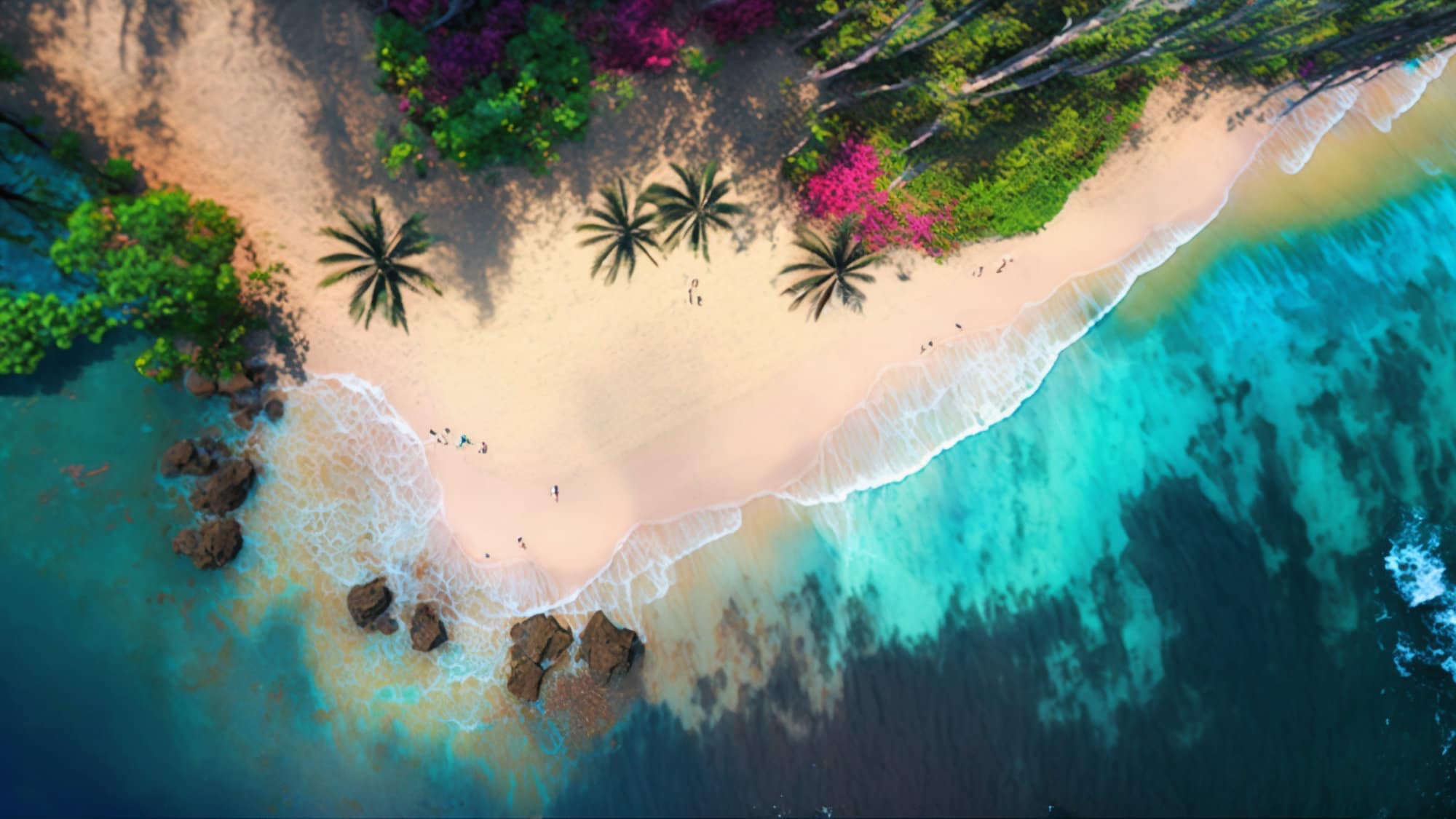 Overhead View of Hawaiian Beach | Aerial Image | Tropical Paradise ...