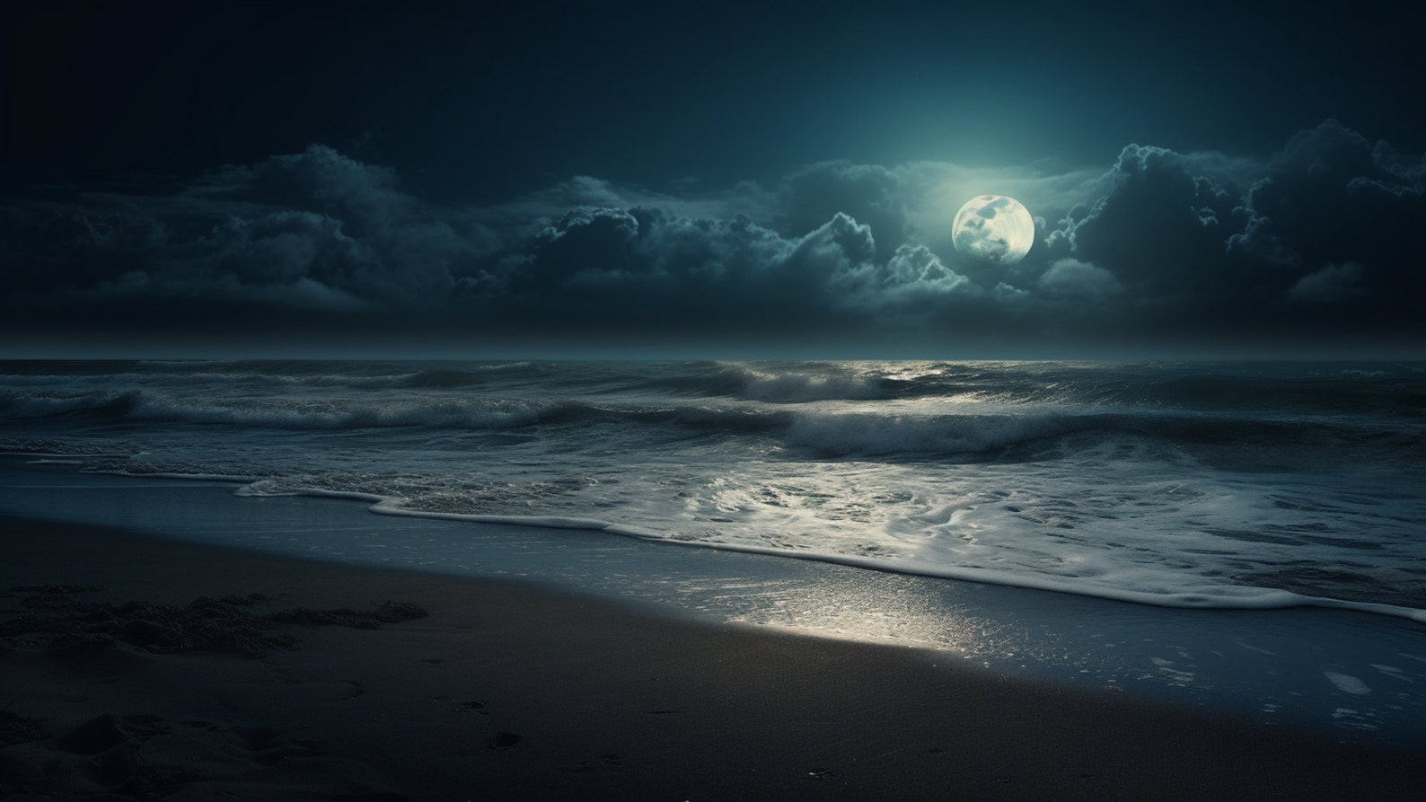 Midnight Reverie | AI Art Image | Tranquil Beach Scene | Midnight Moon ...