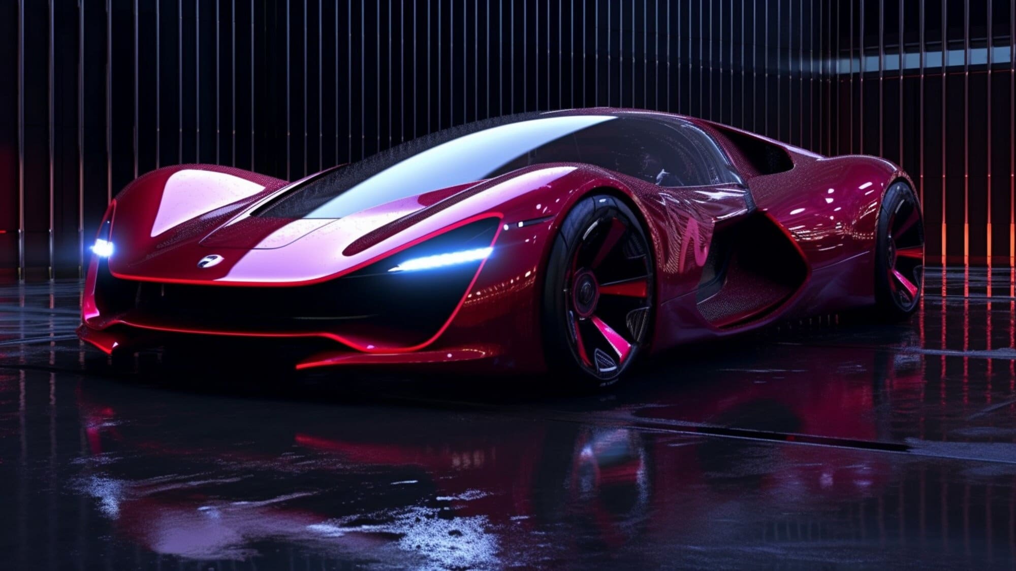 Crimson Supercar | Futuristic Supercar | Ruby-red Finish | High-tech ...