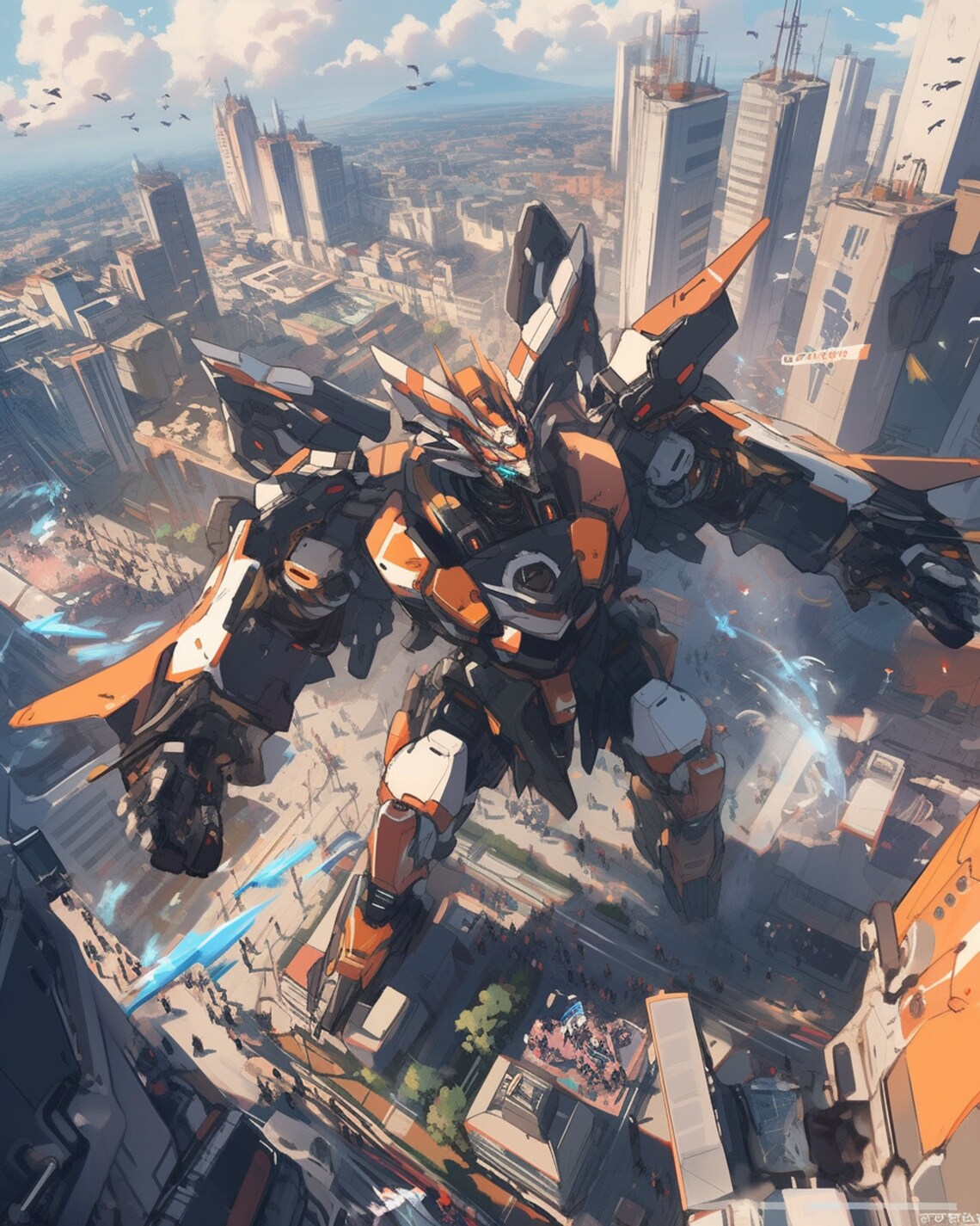 Mech Taking Flight | Enormous Robot | 4:5 Aspect Ratio | Digital ...