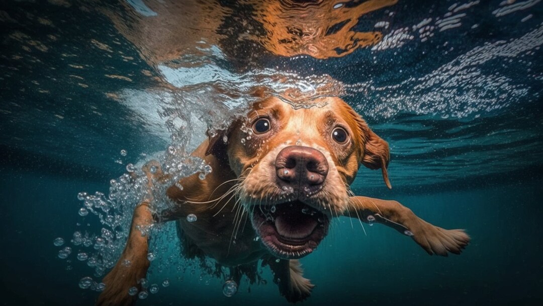 Underwater Pup: Ai-generated Dog Diving Art Print | Dog Art | Animal ...