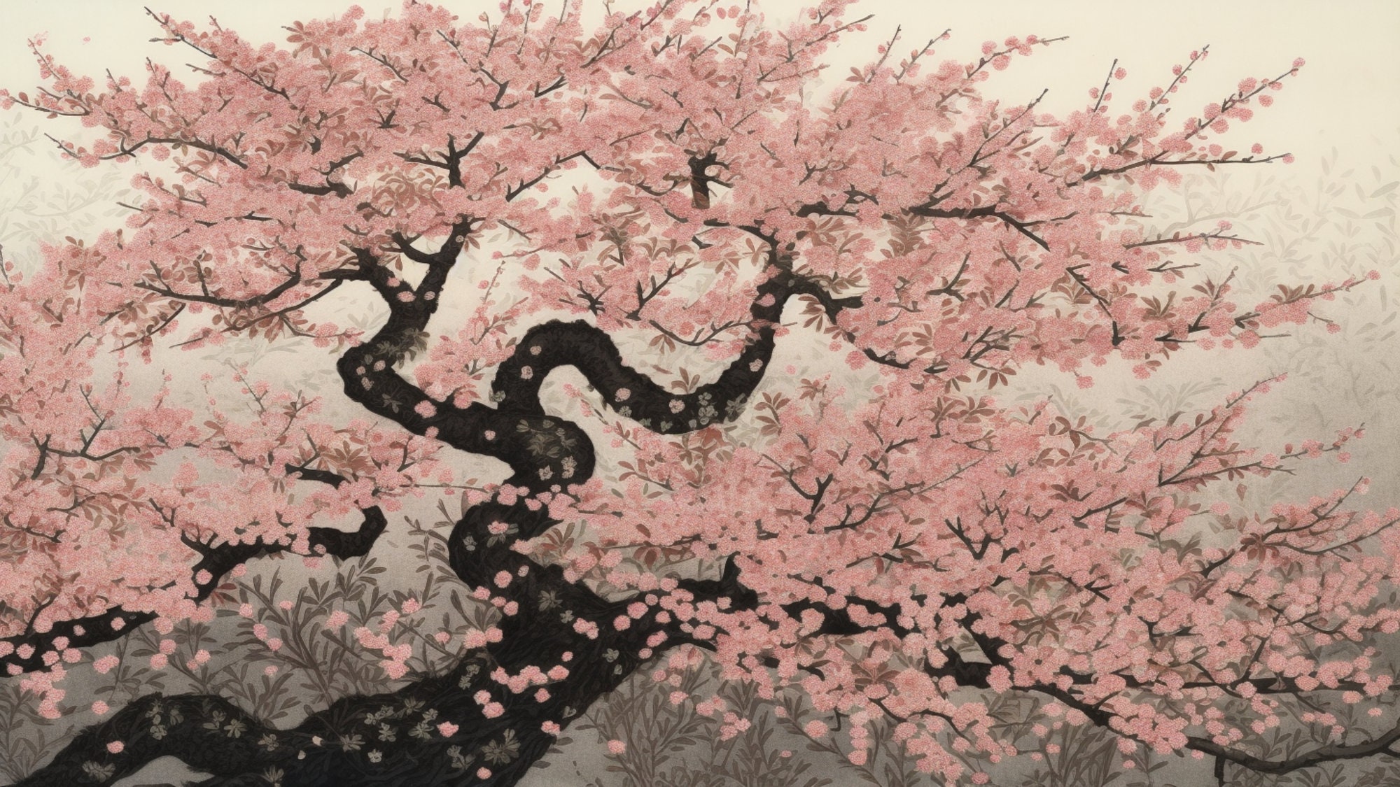 Woodblock Cherry Blossom | AI Art Image | Japanese Woodblock Print ...