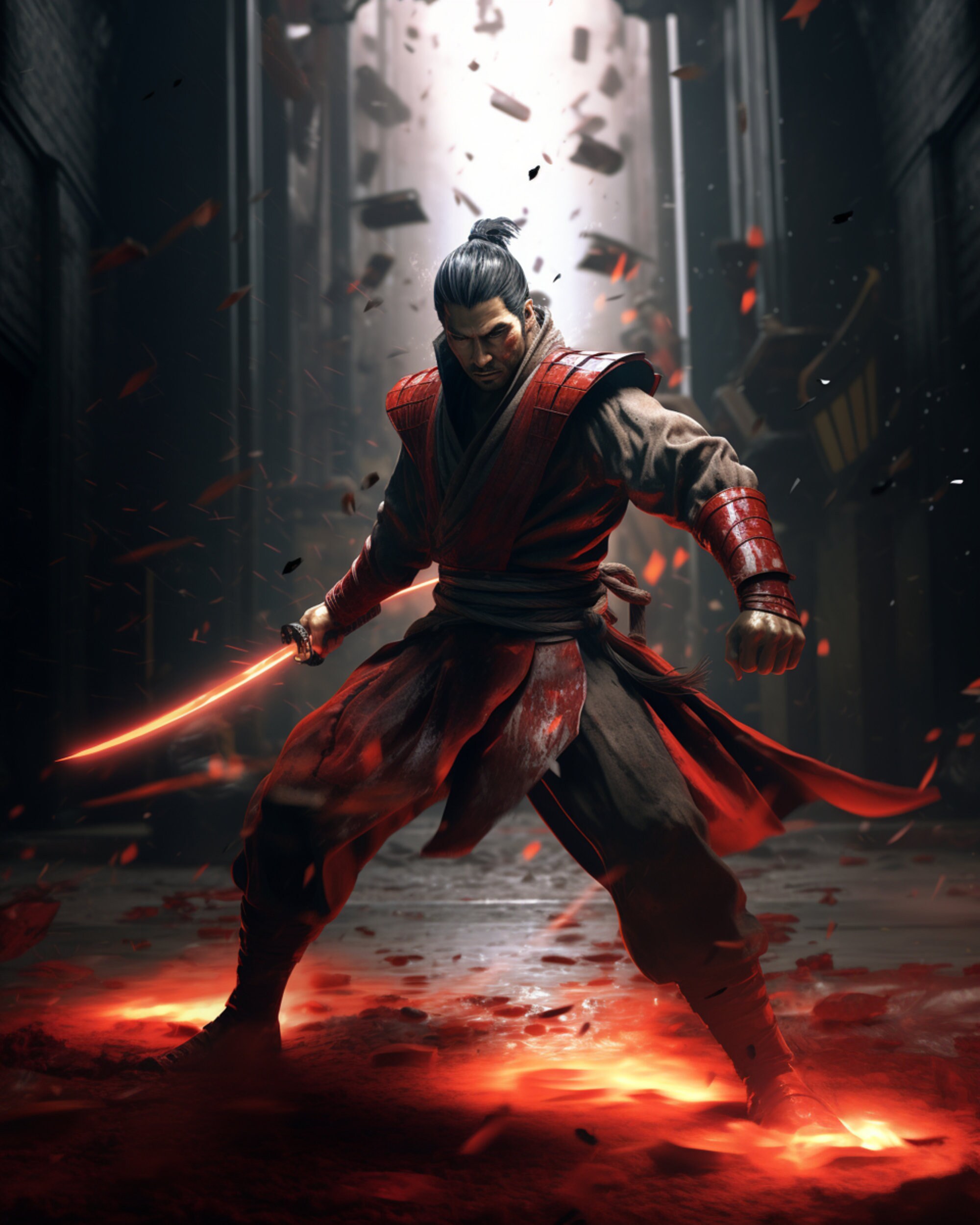 Space Samurai Ancient Warrior With Modern Twist Sword-ready Stance ...