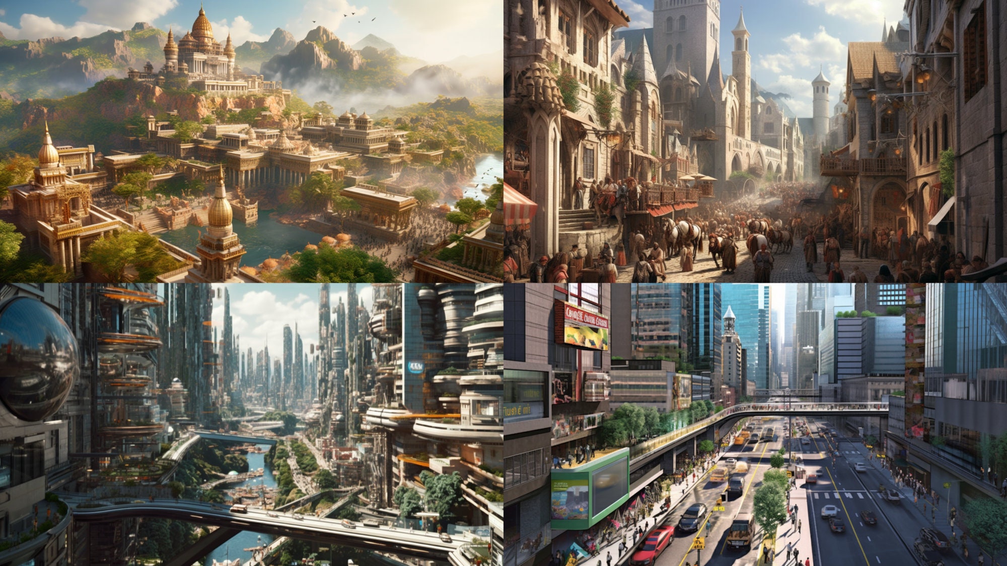 Cities Through Time | AI Art Image | Cityscape Collage | Ancient ...