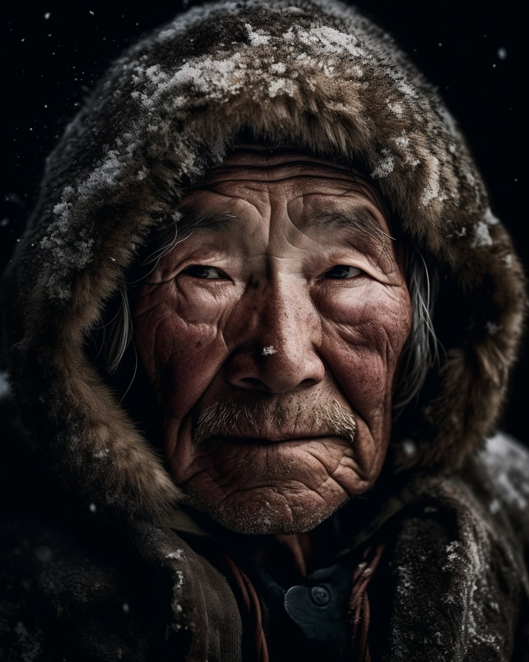 Inuit Elder | AI Art Image | Proud Arctic Elder | Warm Fur Clothing ...