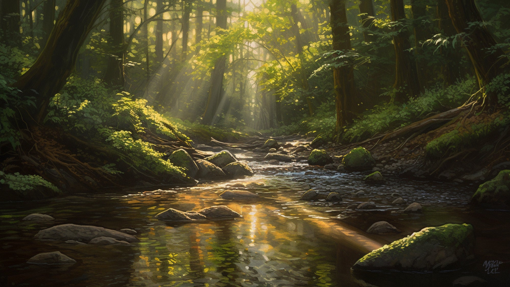 Sunlit Forest Glade AI Painting | Digital Download | Nature Wall Art ...