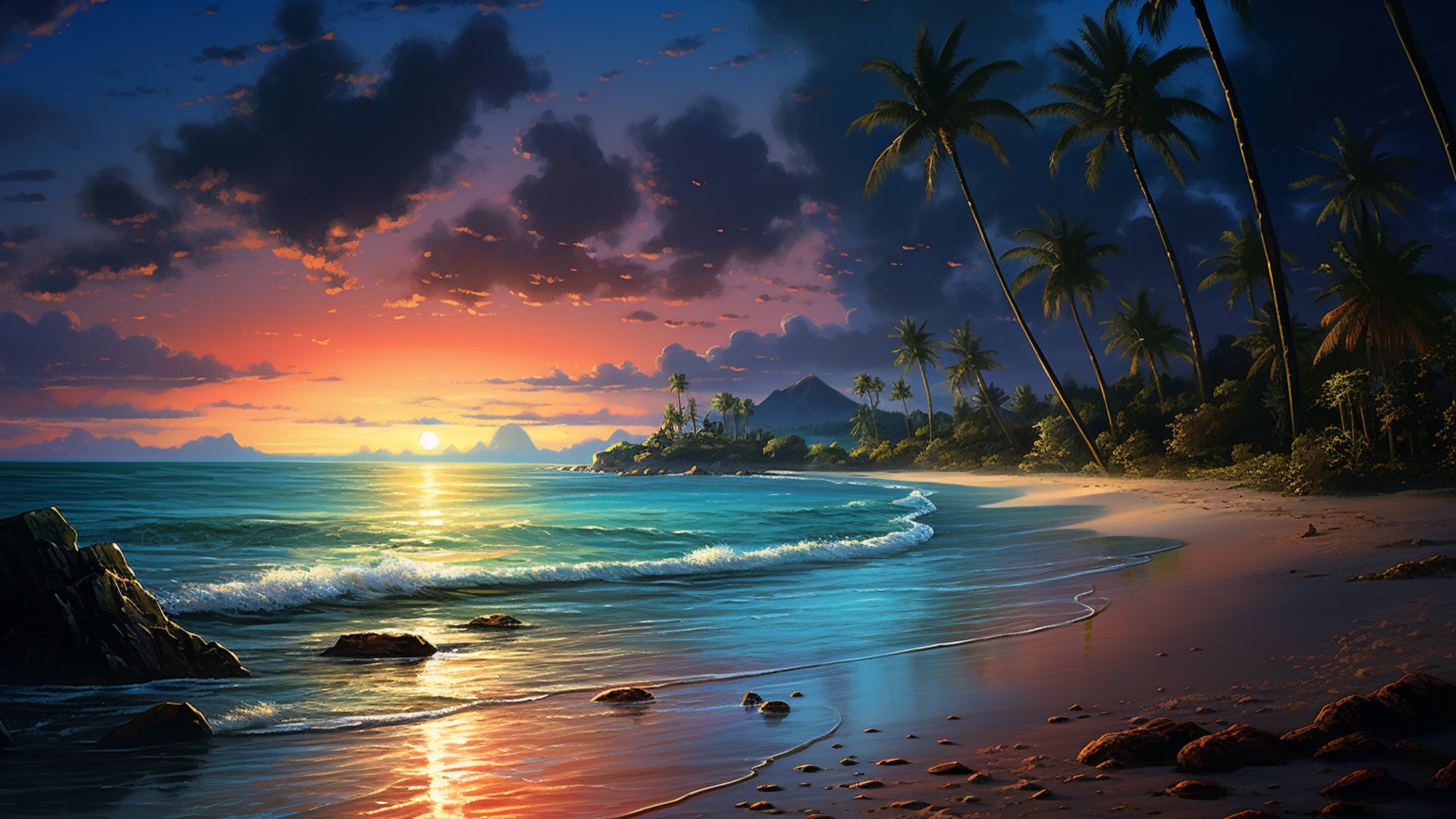 Tropical Sunset | AI Generated Art | Sunset Beach Scene | Gentle Waves ...