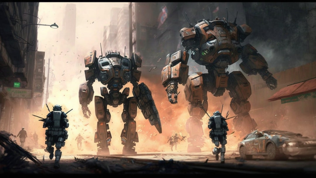 Urban Mech Patrol Encounter Armed Resistance in Futuristic City on ...