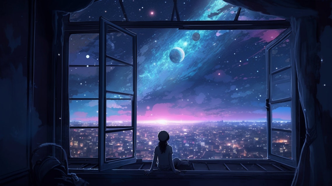 Dreaming of Leaving Cosmic Landscape Nightcore Sky-blue & Magenta ...