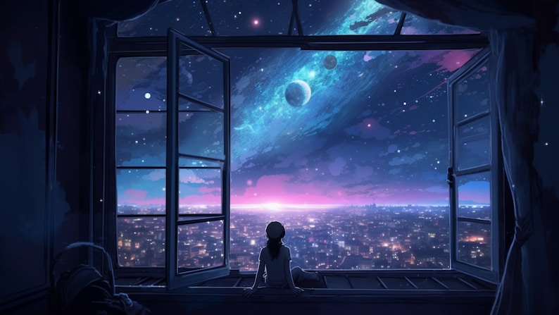 Dreaming of Leaving Cosmic Landscape Nightcore Sky-blue & Magenta ...