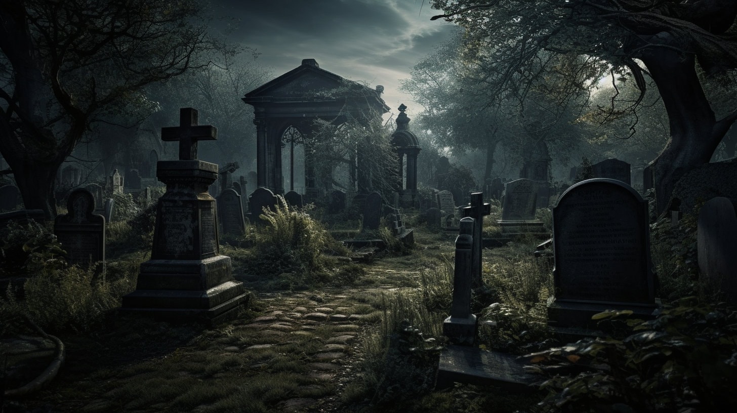 Moonlit Graves | AI Art Image | Victorian Era Graveyard | Overgrown ...