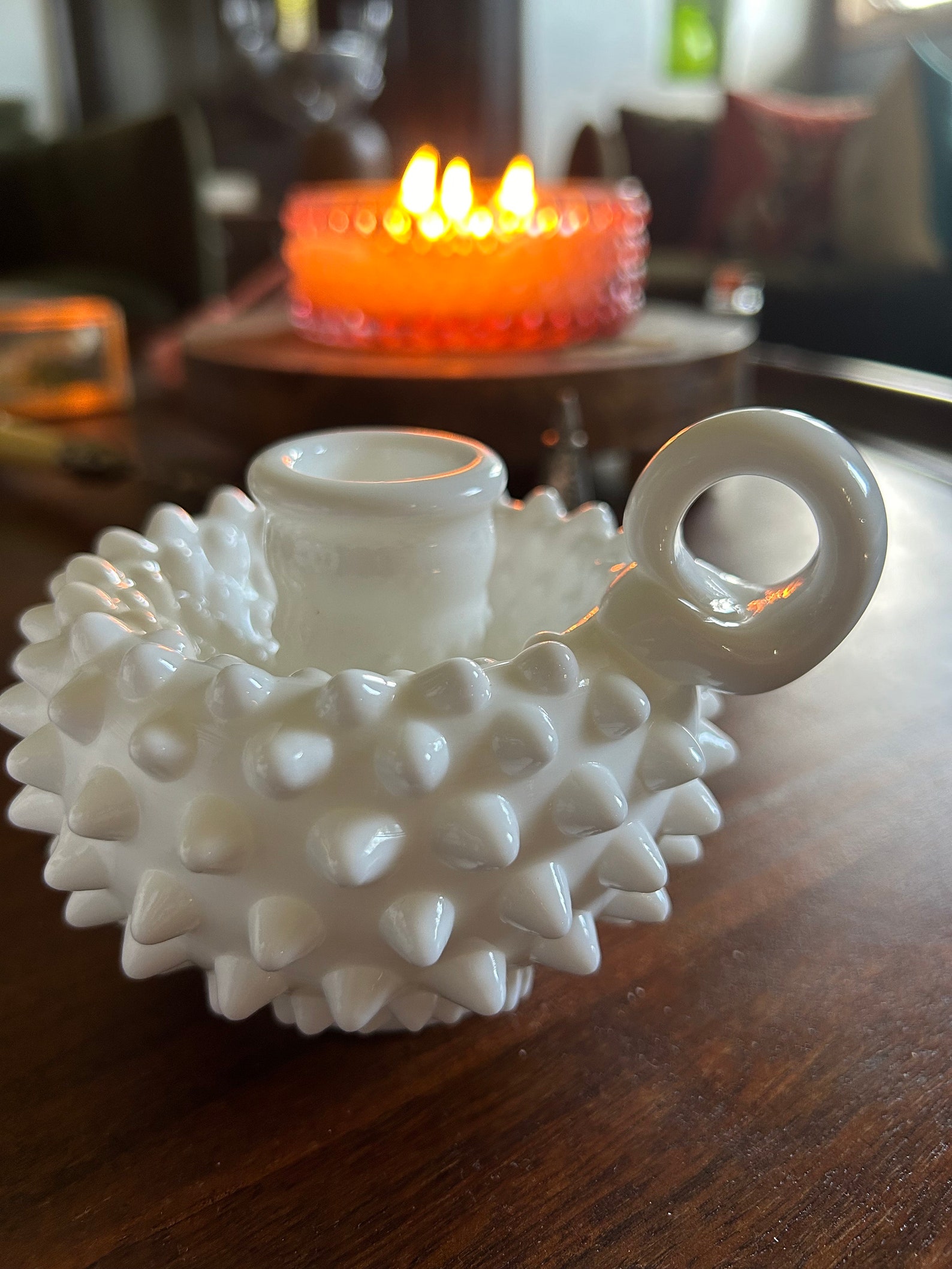 Fenton Hob Nail. Pair of Milk Glass Candlesticks - Etsy