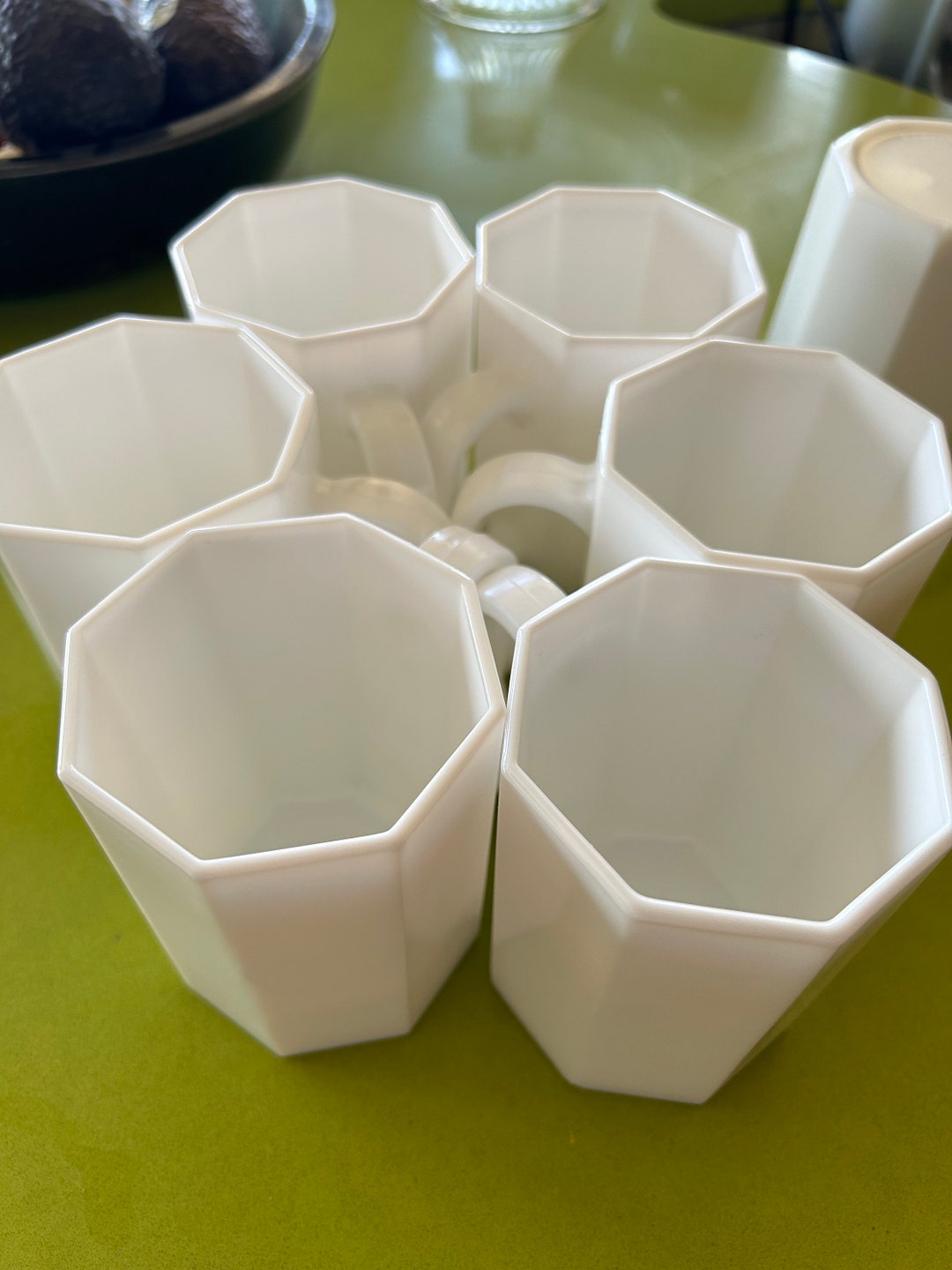 Milk Glass Hexagon Cups. Set of 4. Made in France - Etsy