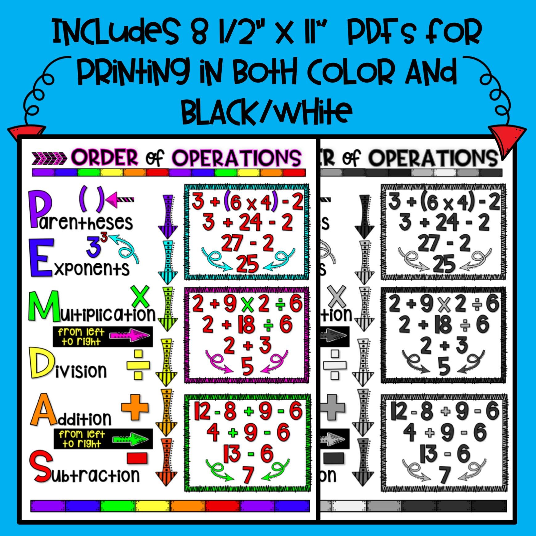 Order of Operations - PEMDAS Anchor Chart | 3rd Grade - Etsy